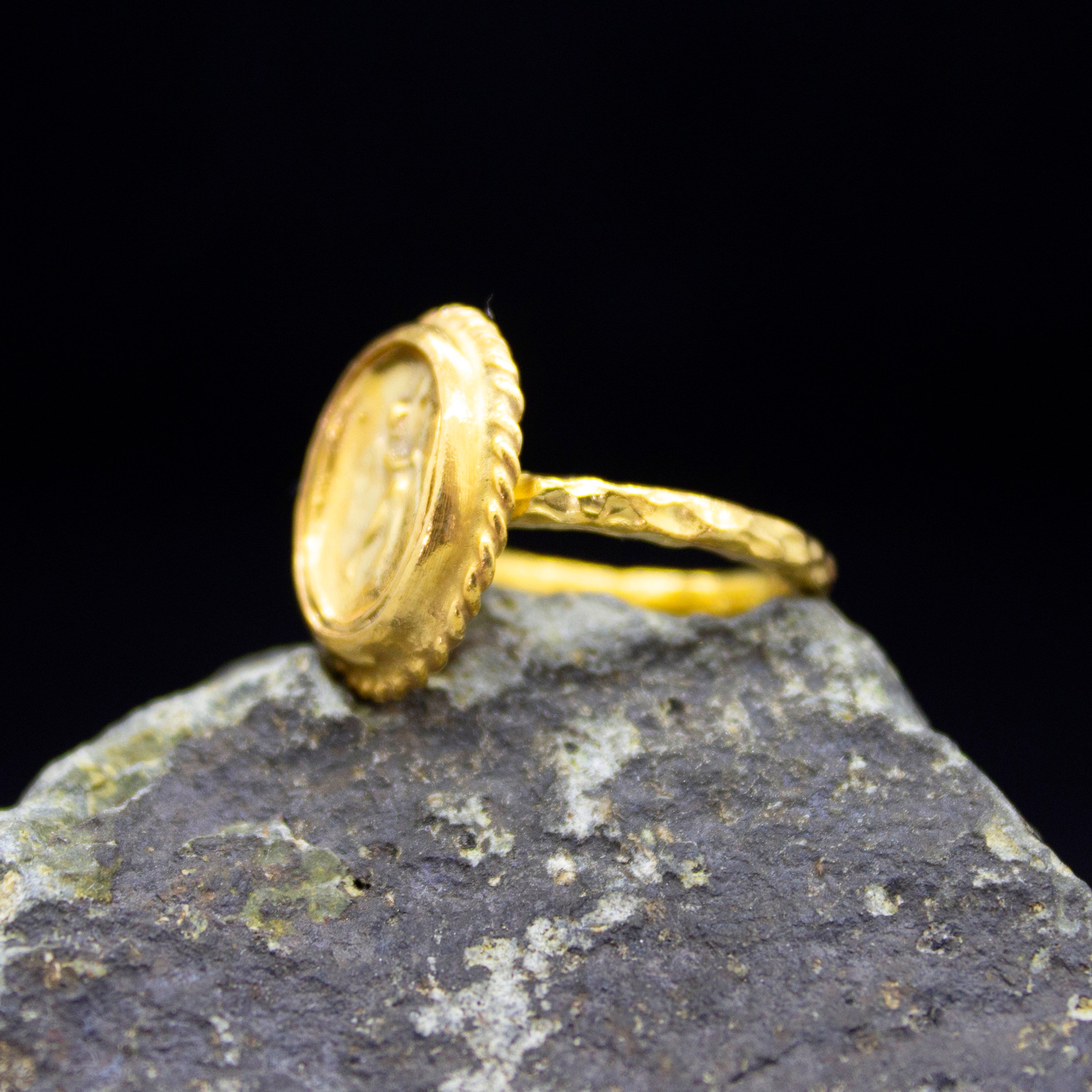 Guardian Angel Signet Ring | 24K Gold Plated 925 Sterling Silver ...