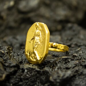 Ancient Greek Woman Signet Ring | 24K Gold Plated 925 Sterling Silver ...