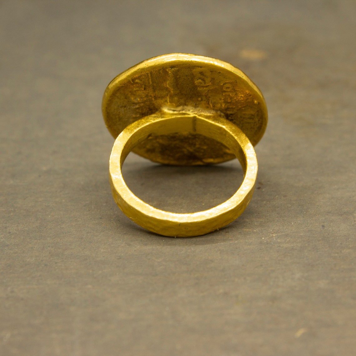 Ancient Greek Art Signed Coin Ring 24K Gold Plated 925 Sterling Silver ...