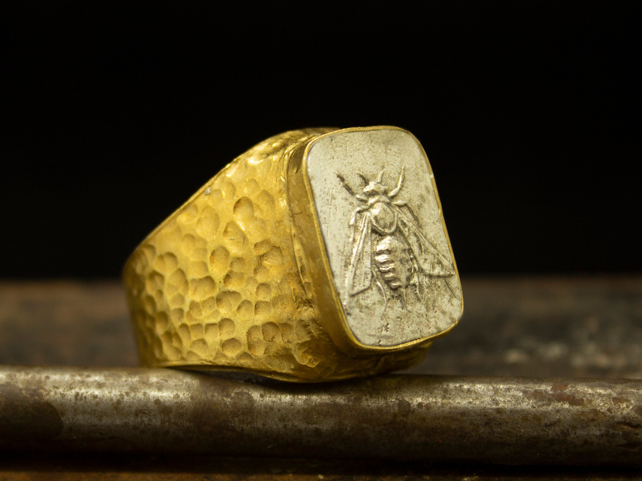Honey Bee Roman Art Ring | Queen Bee Two Tone Ring | 24K Gold Plated ...