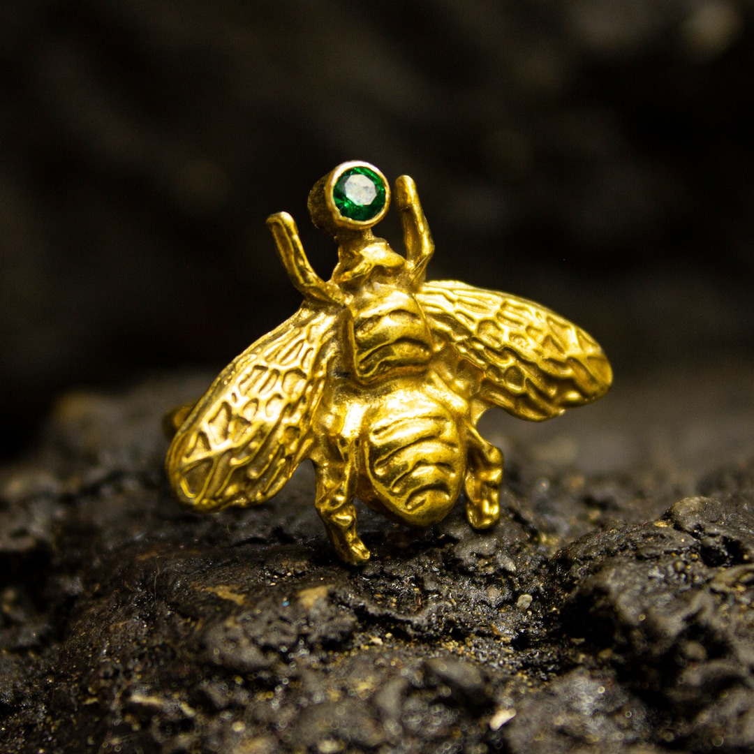 Ancient Greek Gold Bee Designer Ring | Vintage Honey Bee Ring | 24K ...