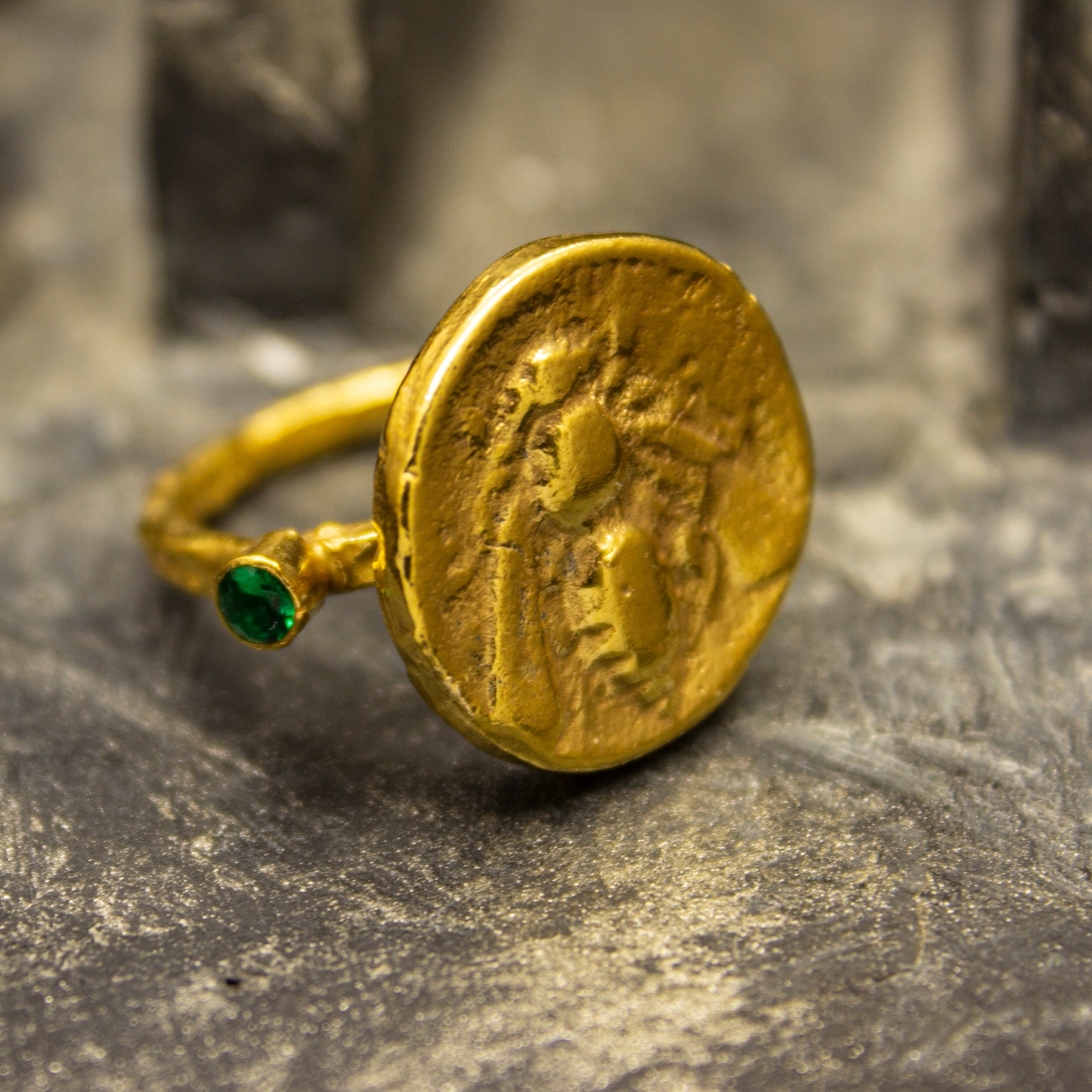 Roman Coin Honey Bee Signed Ring | 24K Gold Plated 925 Sterling Silver ...