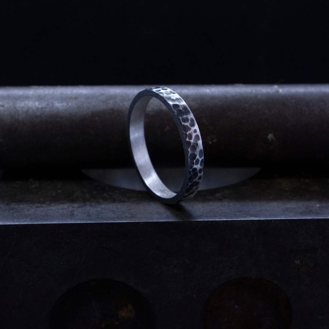 Hammered Spotted Matching Ring 3mm 925 Sterling Silver Satin Finish ...