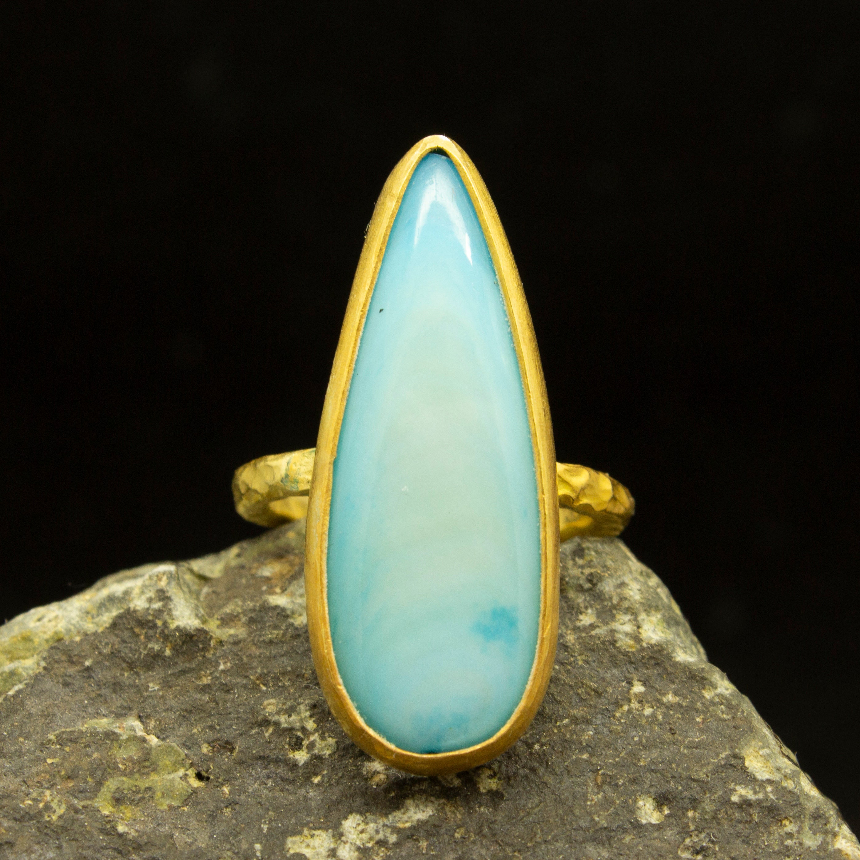 Blue Mother of Pearl Ring | 24K Gold Plated | Turquoise Blue Pearl ...