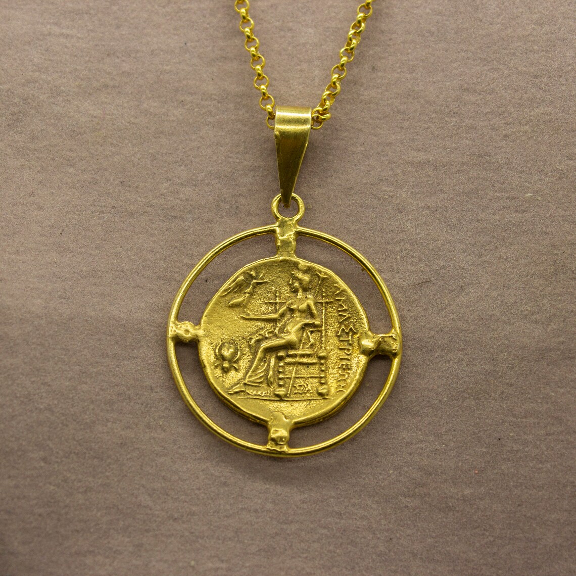 Ancient Roman Art Coin Pendant | 925 Silver 24K Gold Plated | Gold ...