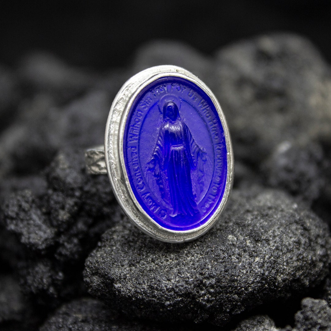 Virgin Mary Intaglio Silver Ring | 925 Sterling Silver | Religious ...