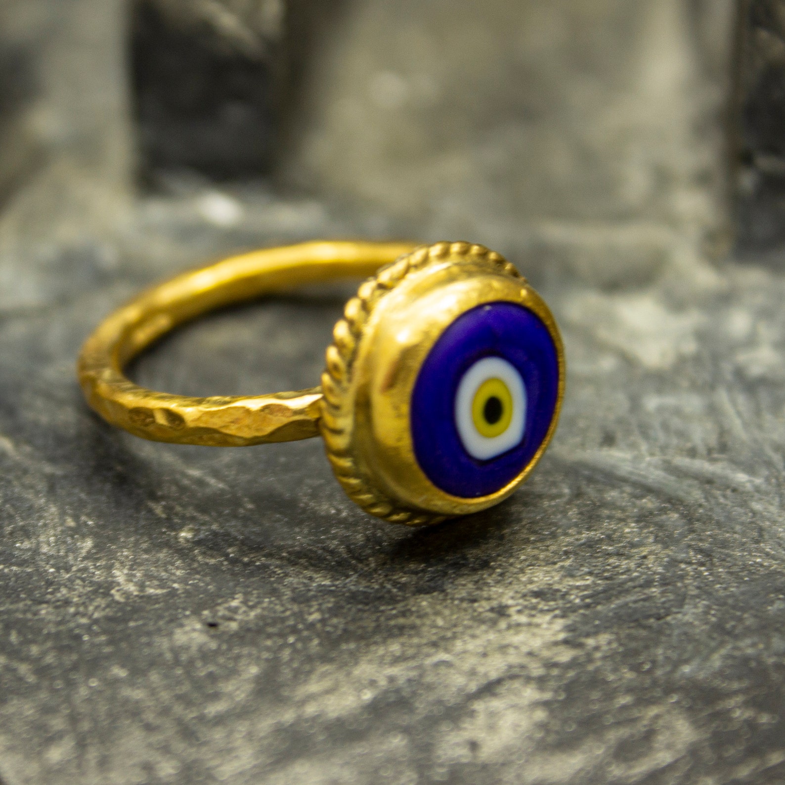 Blue Evil Eye Protection Ring Dainty Greek Ring 925 - Etsy
