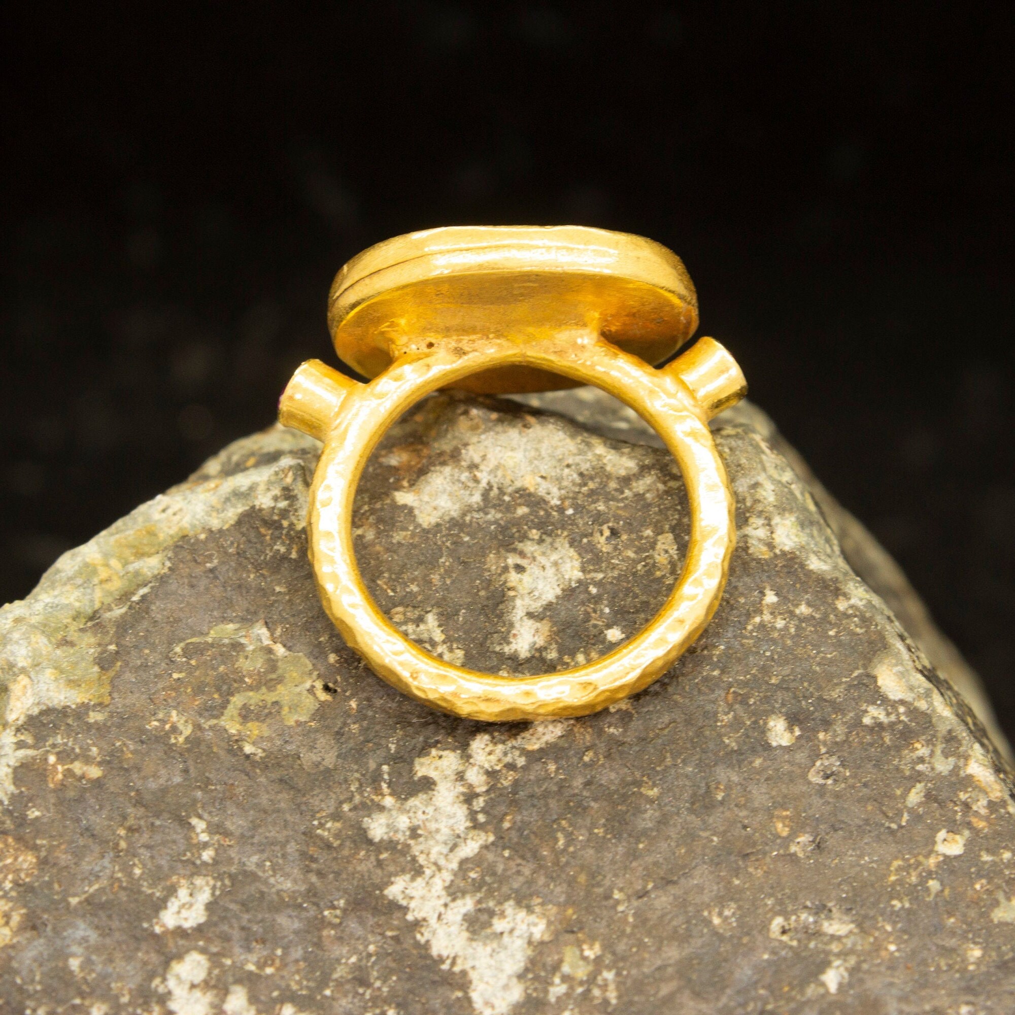 Ancient Greek Art Signed Coin Ring 24K Gold Plated 925 Sterling Silver ...