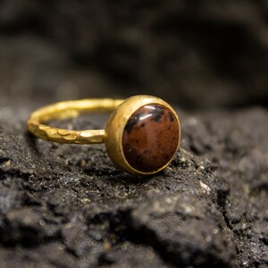 Hammered Bloodstone Ring | 24K Gold Plated | Handmade Stackable Ring | Bloodstone Jewelry | Good ...