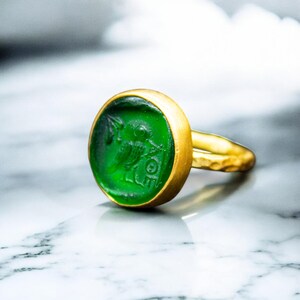 Ancient Greek Athena Owl Ring | 925 Sterling Silver / 24K Gold Plated ...