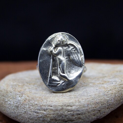 Guardian Angel Gold Ring 24K Gold Plated Roman Art Angel - Etsy