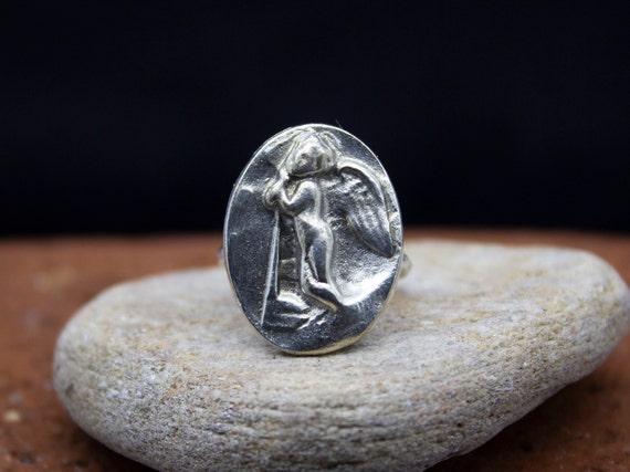 Guardian Angel Medallion Ring 24K Gold Plated 925 Sterling | Etsy