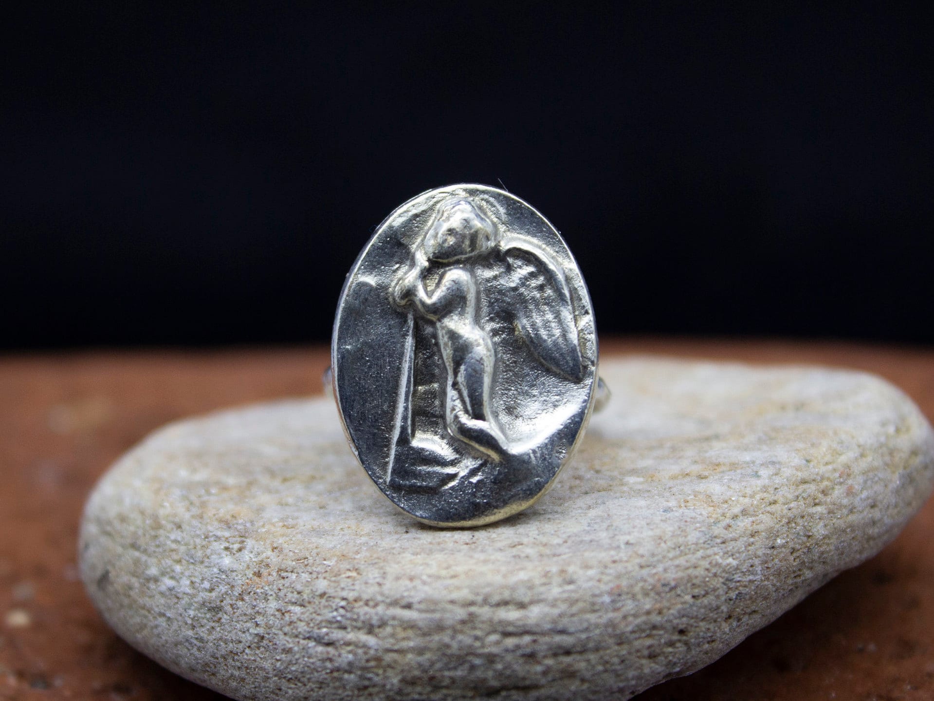 Guardian Angel Medallion Ring 24K Gold Plated 925 Sterling | Etsy