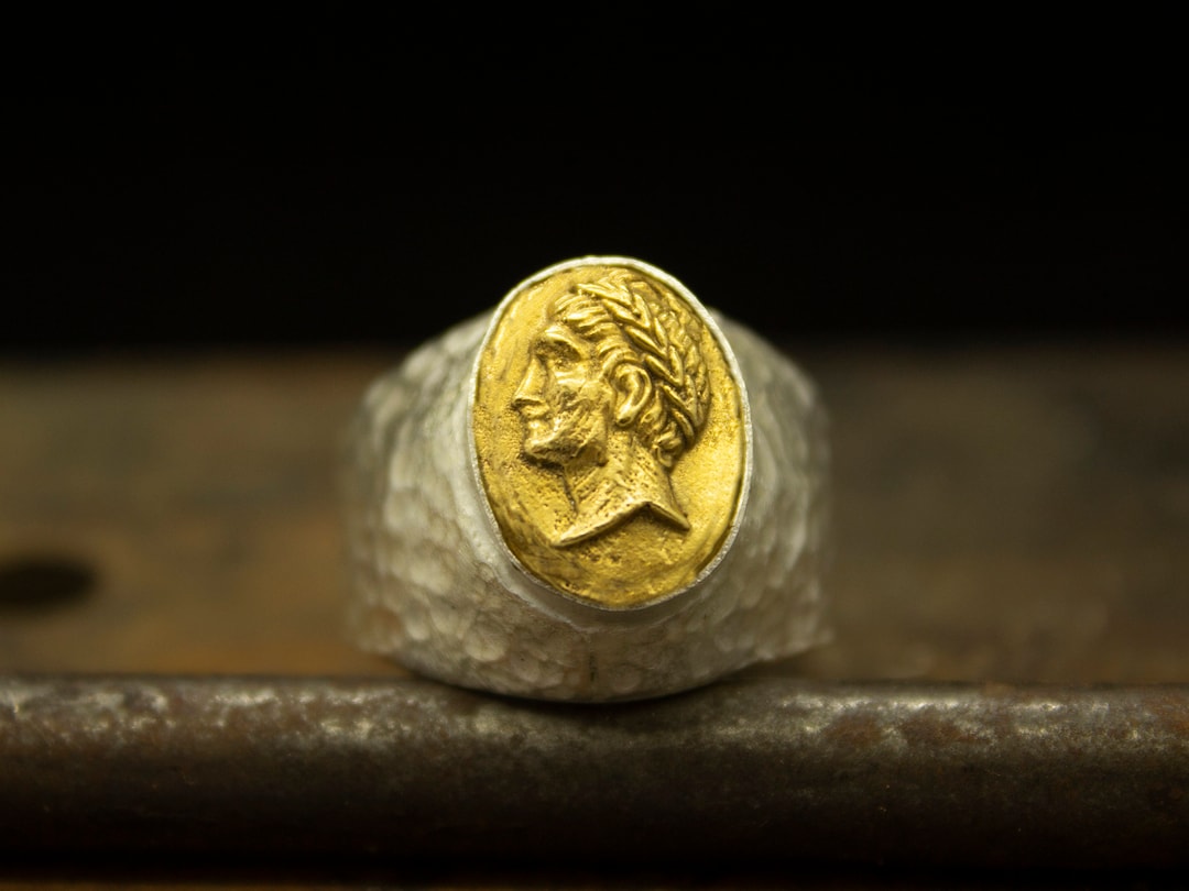 Ancient Roman Art Caesar Gold Coin Signet Ring | Two Tone King Ring ...