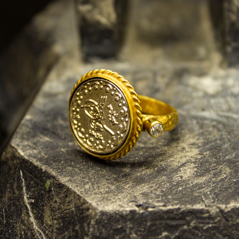 Ottoman Sultans Signet Ring | 24K Gold Plated 925 Sterling Silver ...