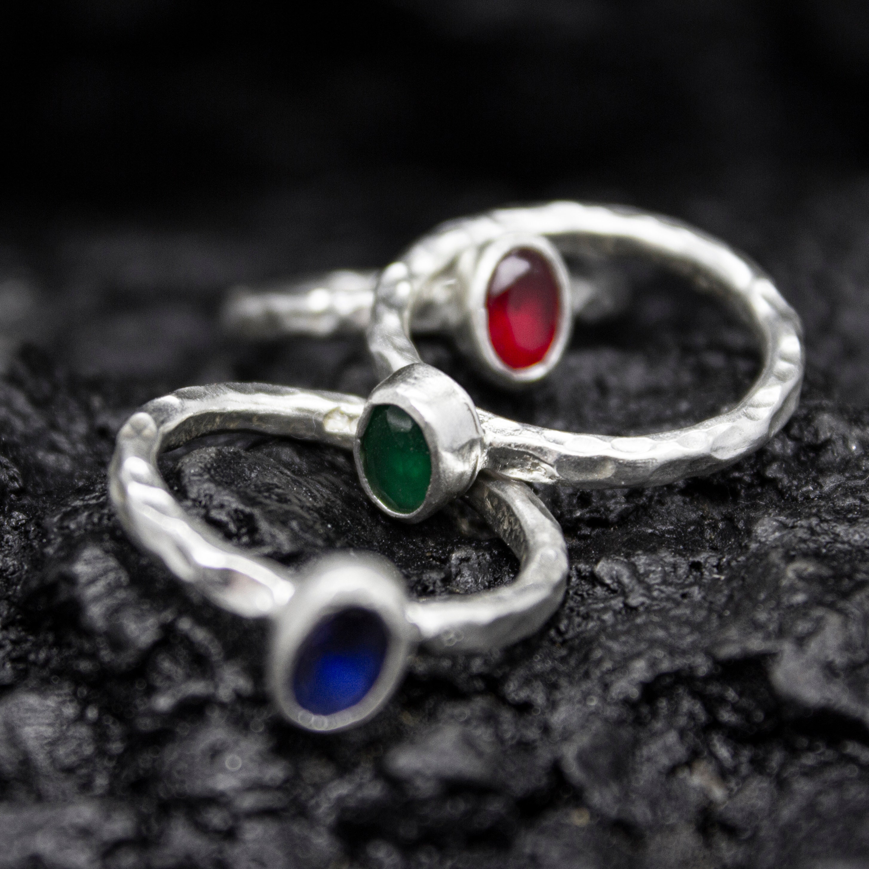 Tiny Gold Ruby Hammered Ring Handmade Stackable Ring 925 - Etsy