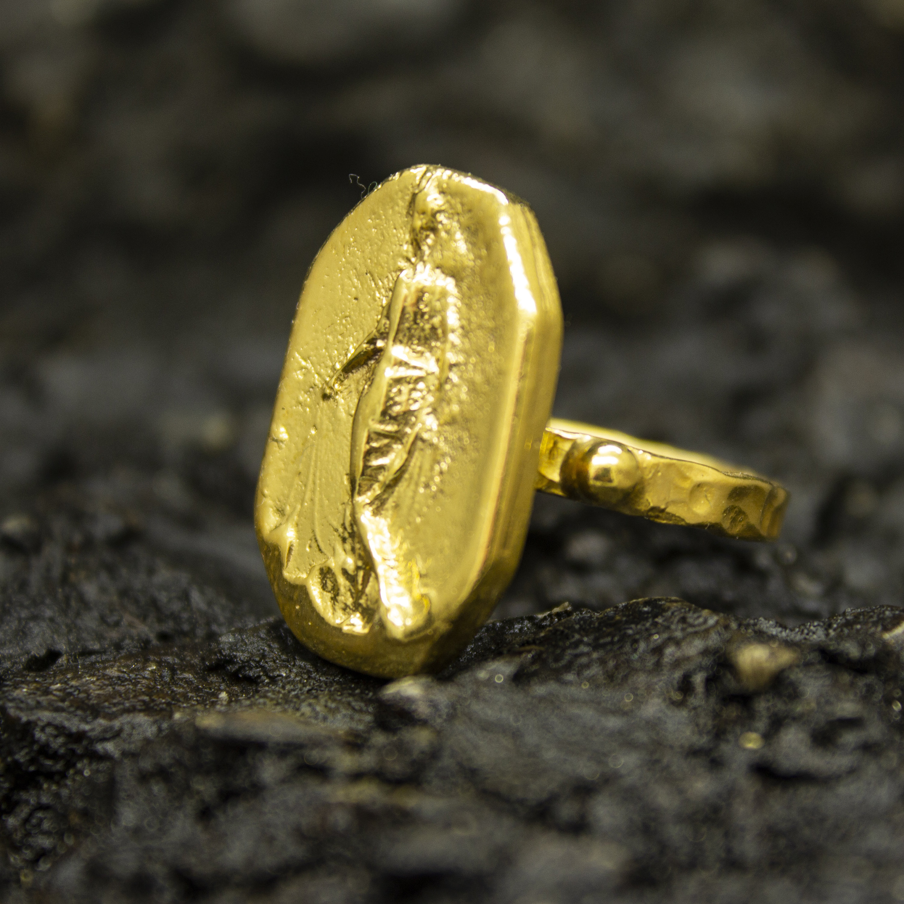 Ancient Greek Woman Signet Ring 24K Gold Plated 925 Sterling - Etsy