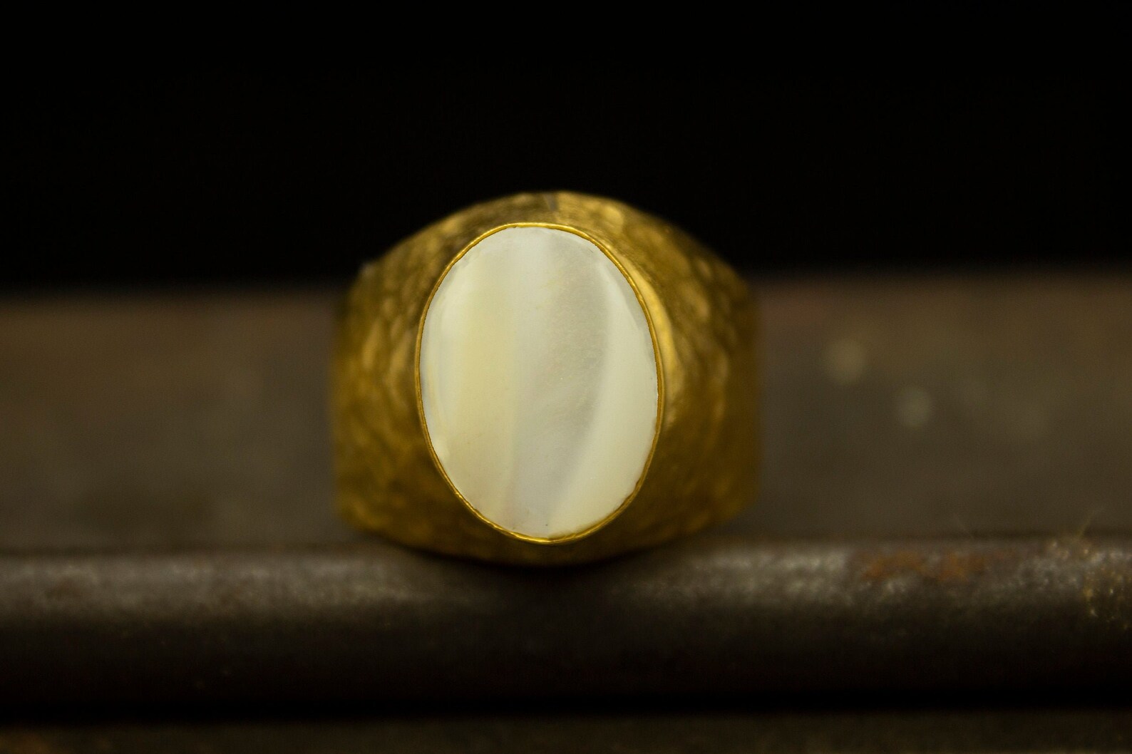 Ancient Roman Art Pearl Stone Ring 24K Gold Plated 925 - Etsy