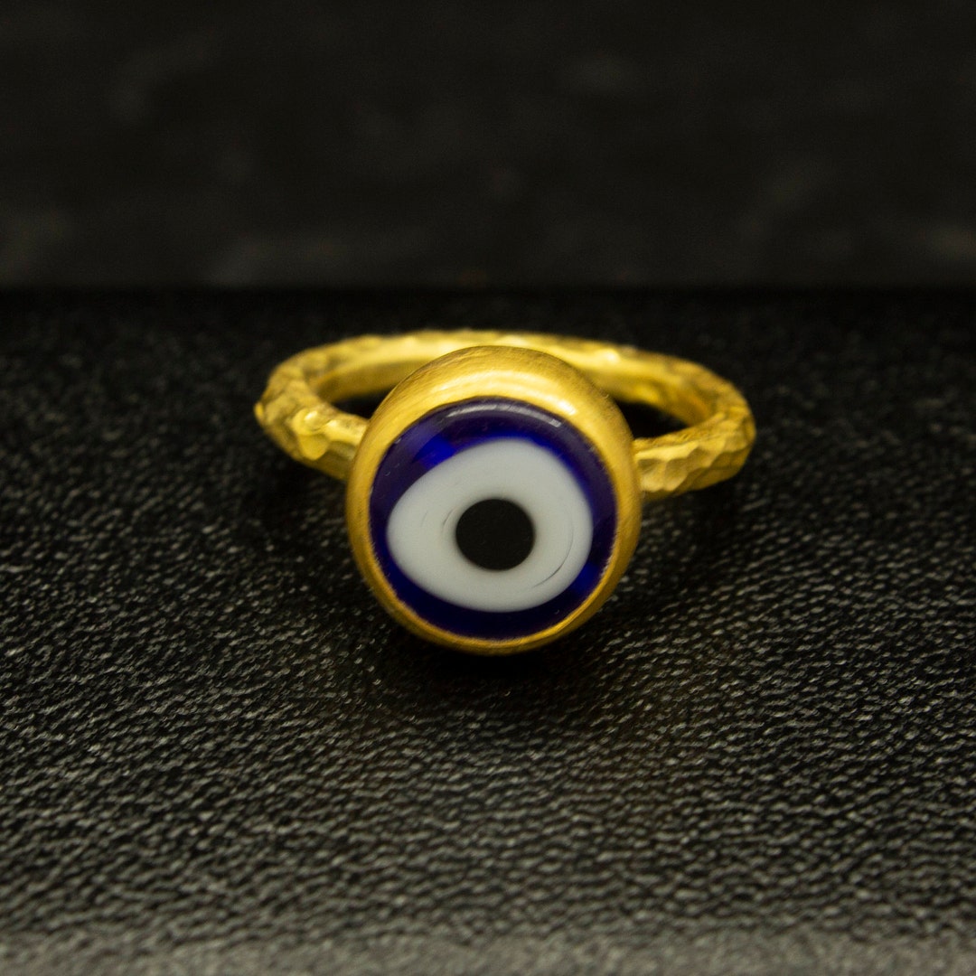 Blue Evil Eye Ring | Protection Minimalist Ring | 925 Sterling Silver ...