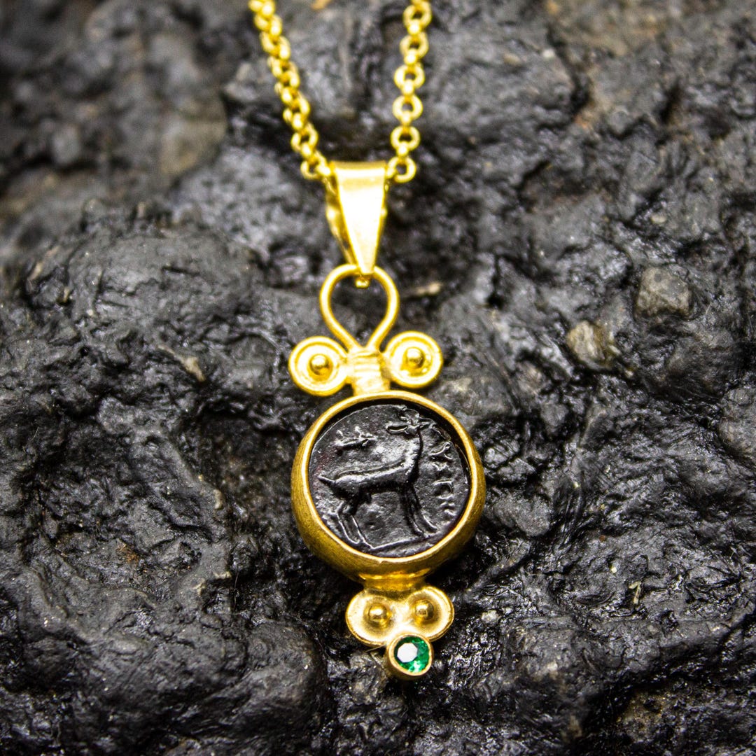 Artemis Ancient Deer Pendant | 24K Gold Plated Sterling Silver ...