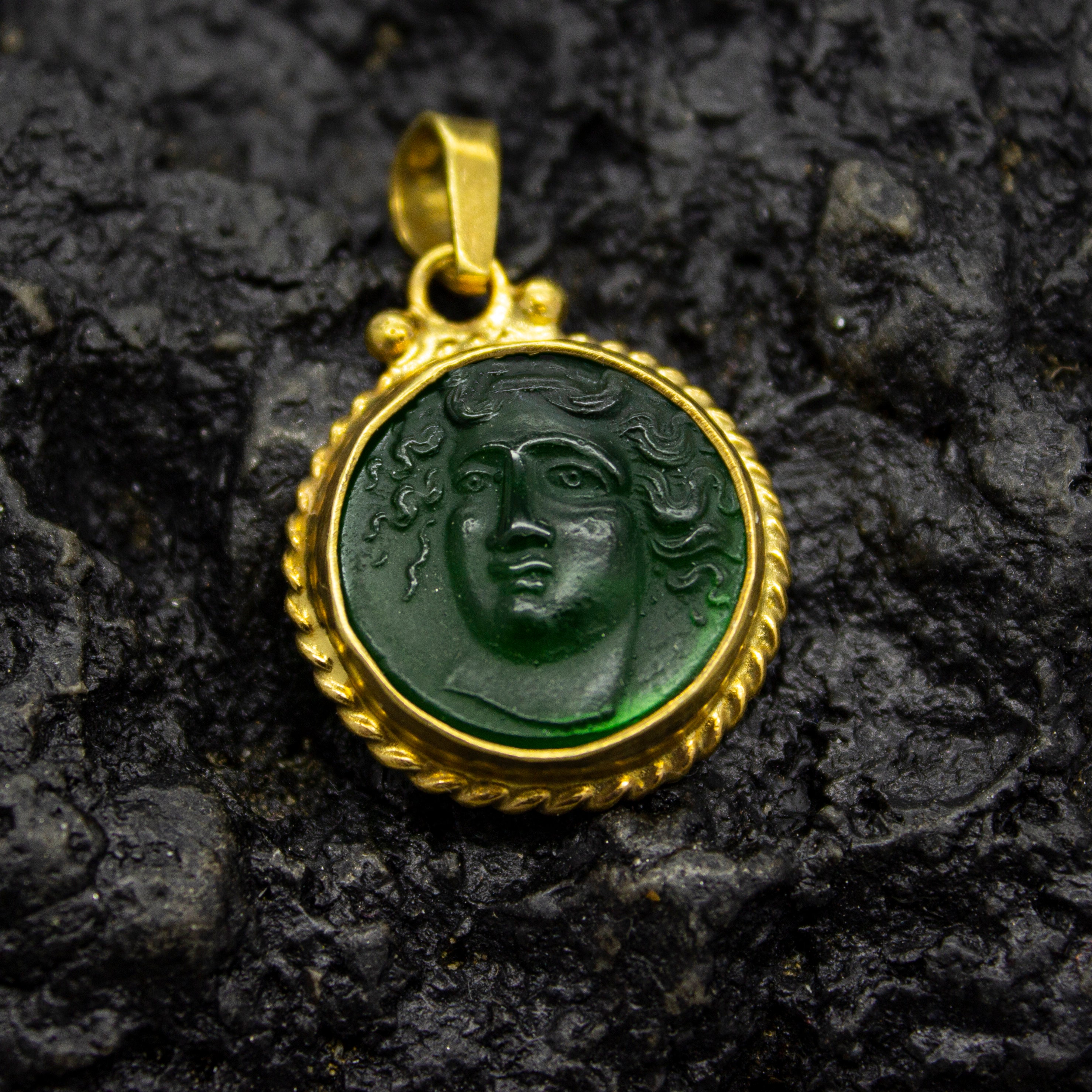 Greek Medusa Intaglio Venetian Glass Necklace 925 Sterling - Etsy