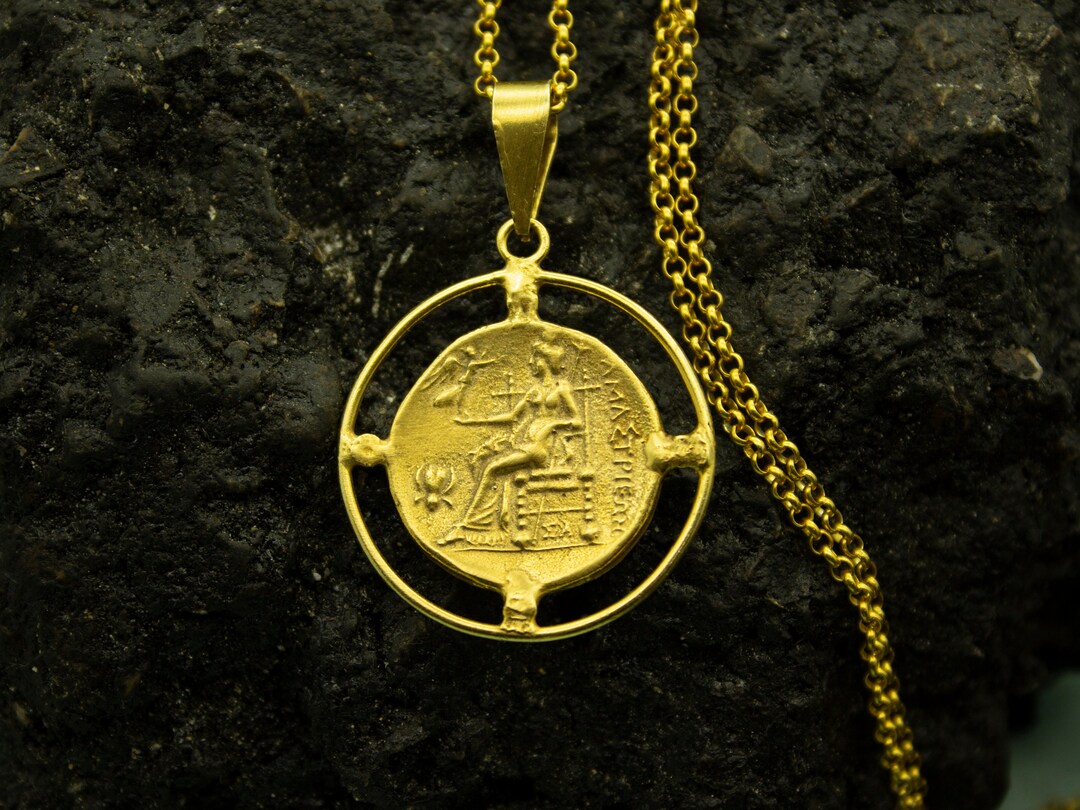 Ancient Roman Art Coin Pendant | 925 Silver 24K Gold Plated | Gold ...