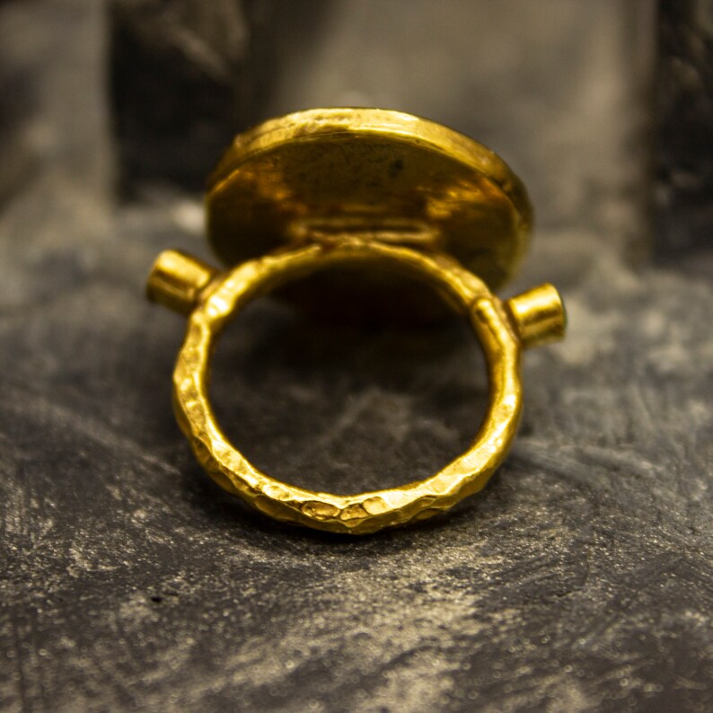 Roman Coin Honey Bee Signed Ring | 24K Gold Plated 925 Sterling Silver ...