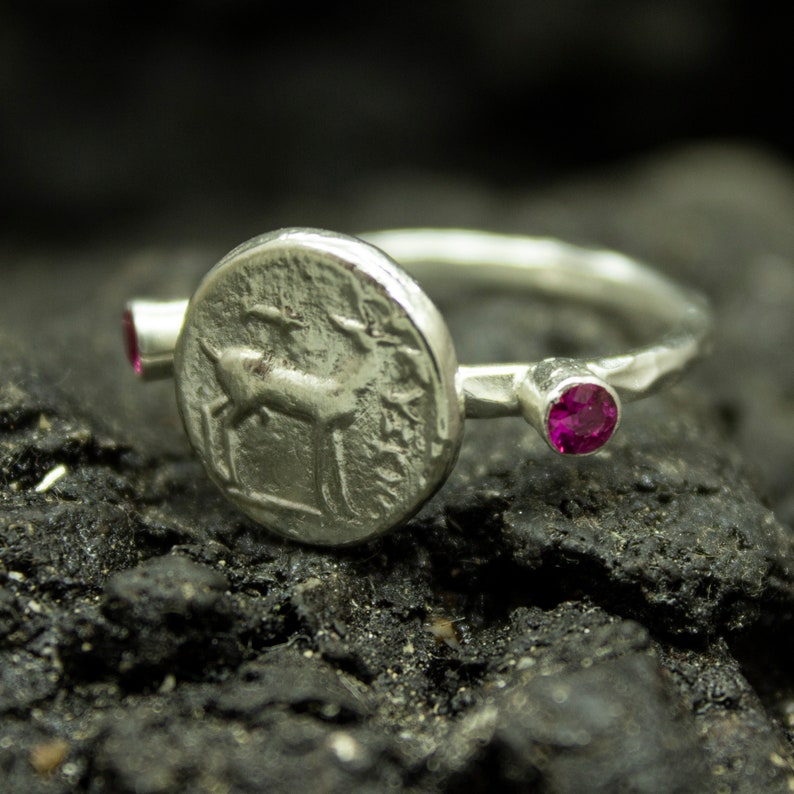 Ancient Greek Deer Coin Ring | 24K Gold Plated 925 Sterling Silver ...