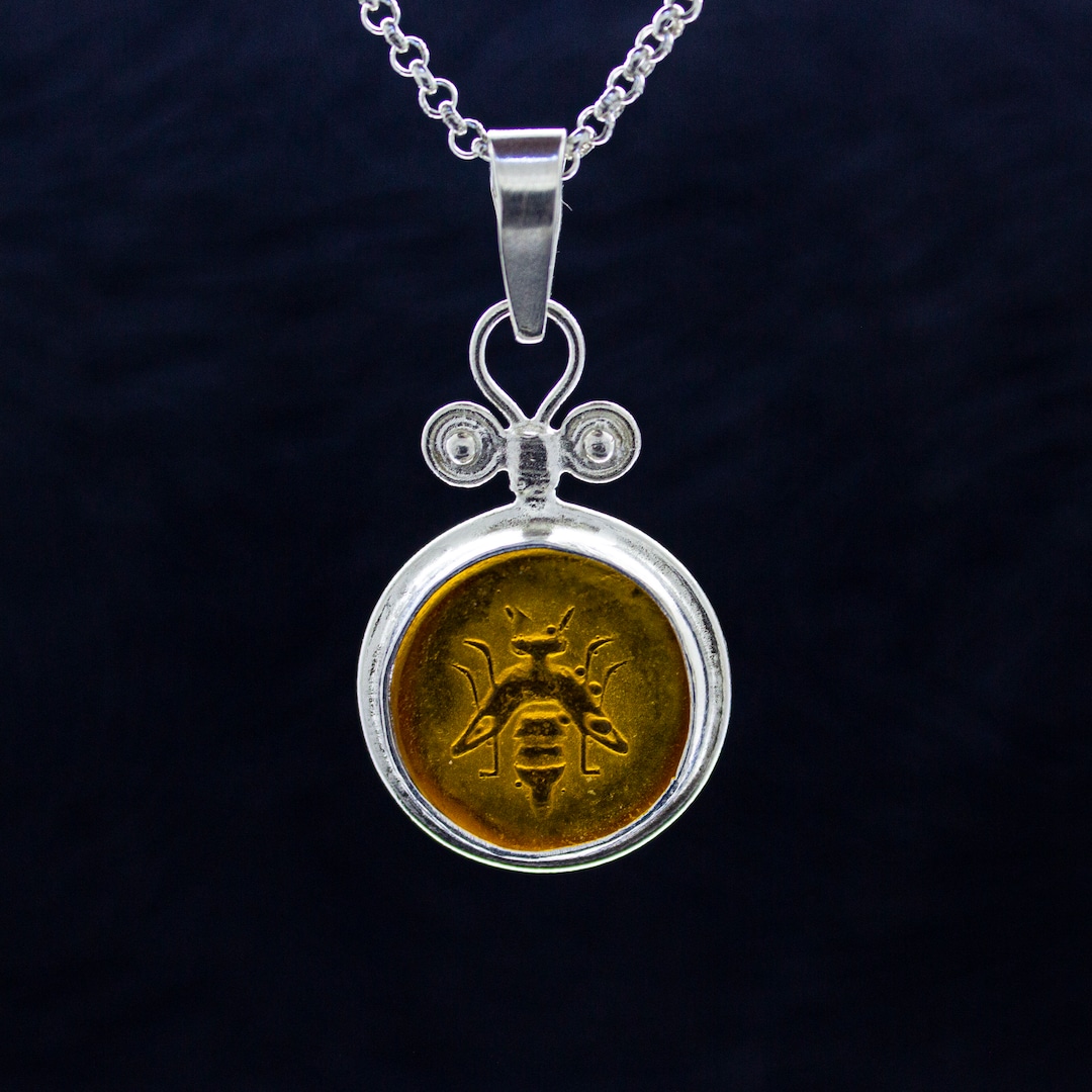 Honey Bee Greek Necklace | 925 Sterling Silver | Silver Bee Venetian ...
