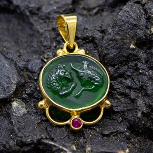 Lydia Lion and Bull Intaglio Necklace | 925 Sterling Silver | Ancient ...