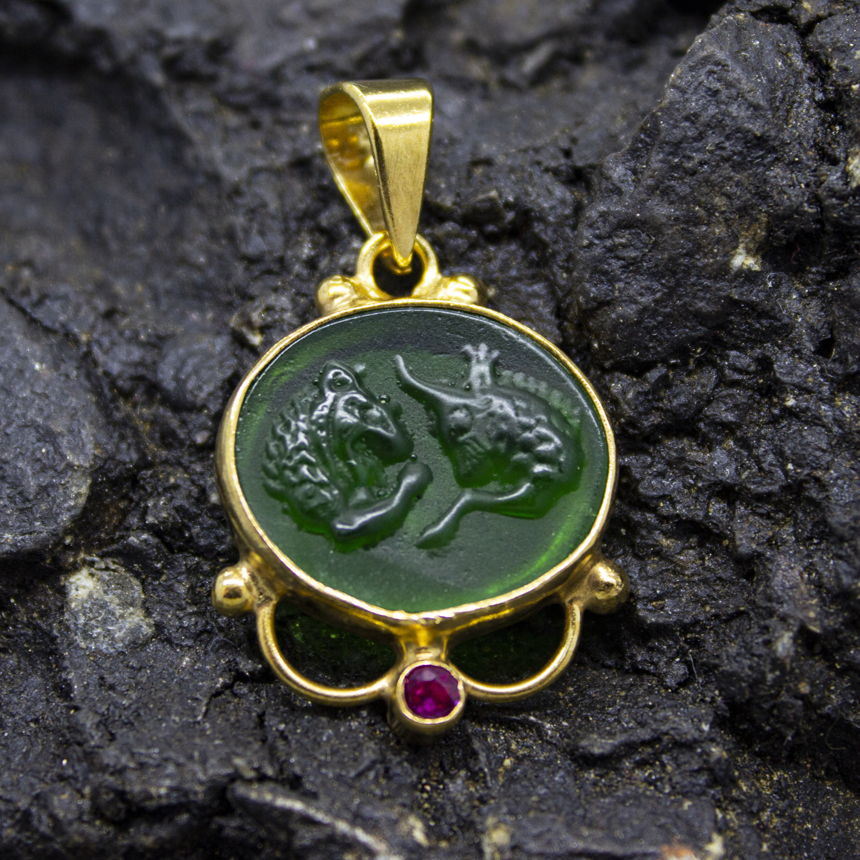 Lydia Lion and Bull Intaglio Necklace 925 Sterling Silver - Etsy
