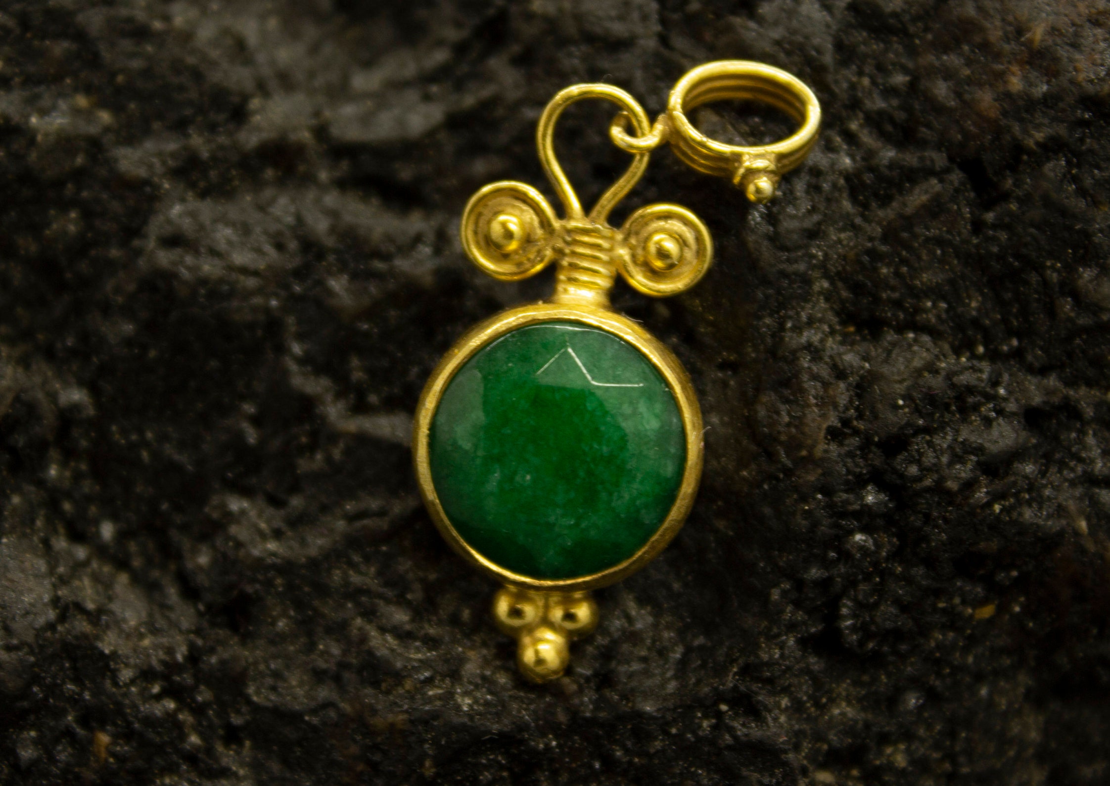 Jade Diamond Cut Pendant Solid Silver | 925 Sterling Silver 24K Gold ...