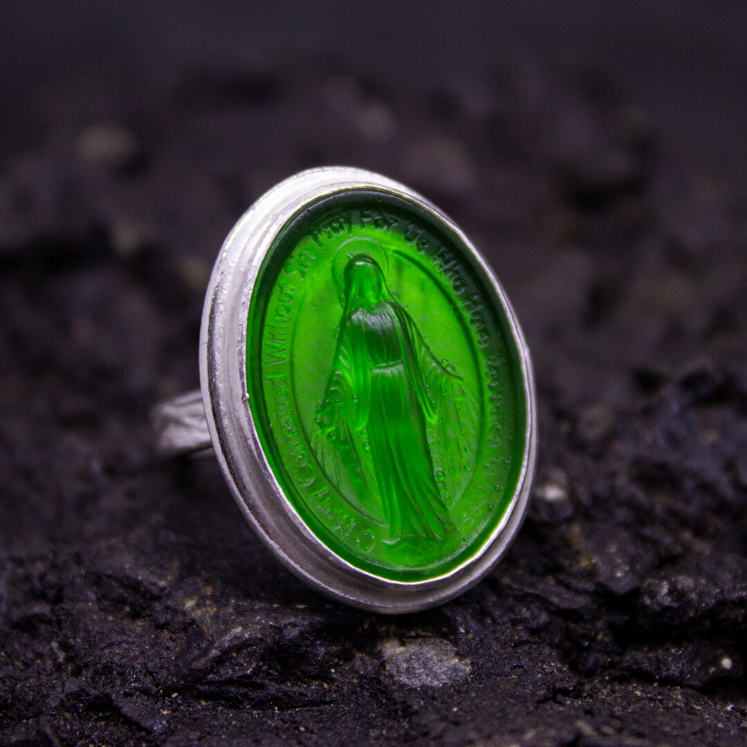 Virgin Mary Intaglio Silver Ring | 925 Sterling Silver | Religious ...