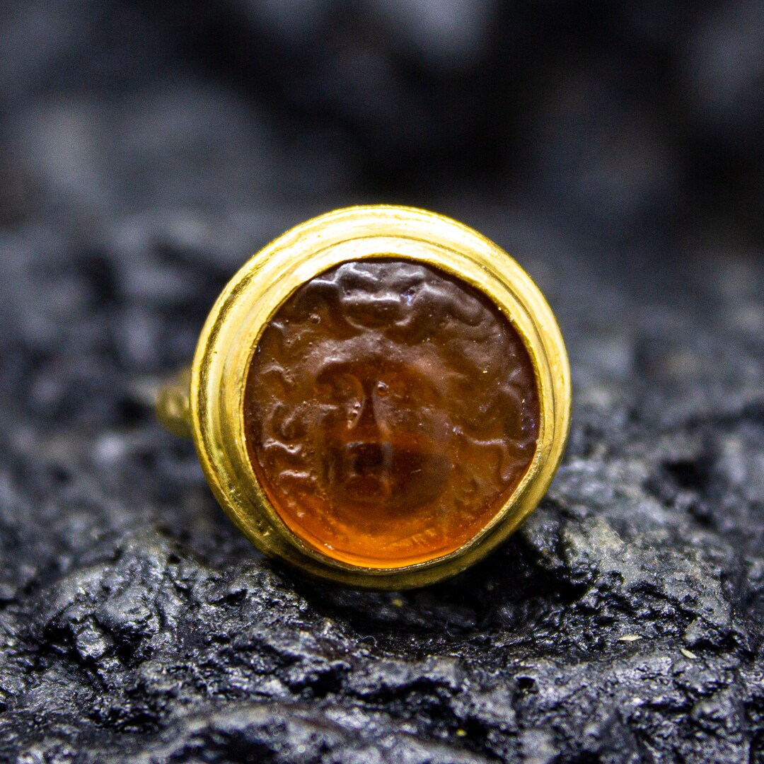 Greek Medusa Intaglio Glass Ring | 925 Sterling Silver | Intaglio ...