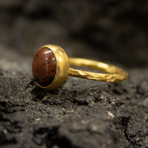 Hammered Bloodstone Ring | 24K Gold Plated | Handmade Stackable Ring | Bloodstone Jewelry | Good ...