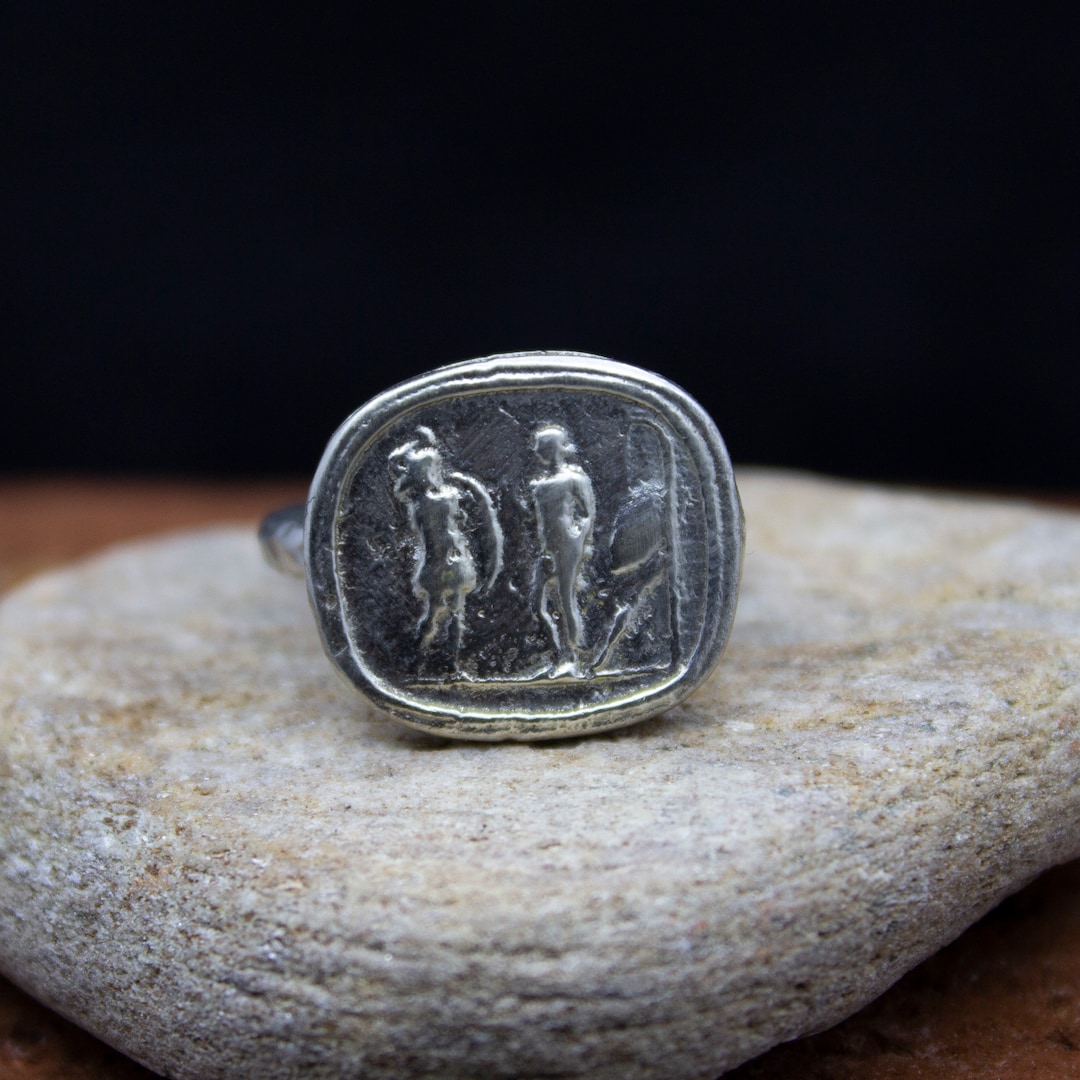Roman Art Signet Ring | 24K Gold Plated | Ancient Human Ring | Greek ...
