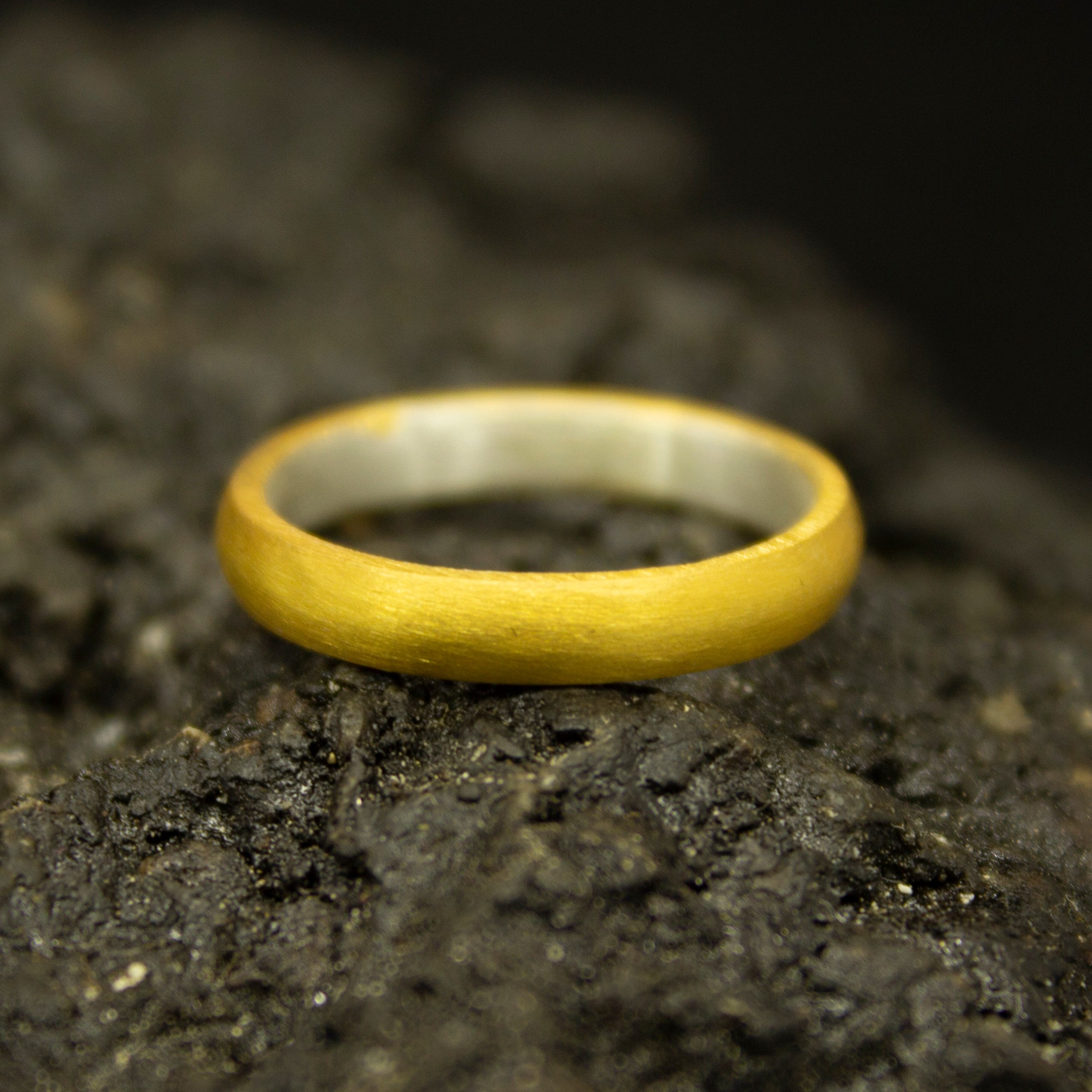 Wedding Gold Satin Ring 24K Gold Plated 925 Sterling Silver | Etsy