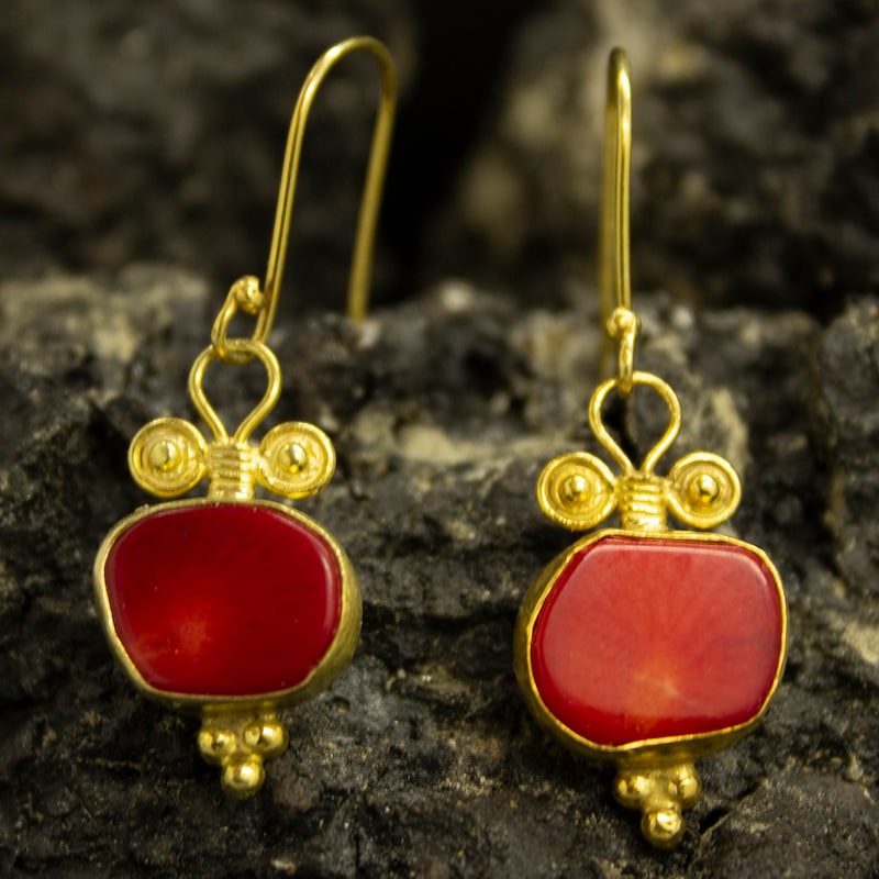 Coral Earrings - Etsy