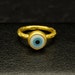 Blue Evil Eye Ring | Protection Gold Hammered Ring | 925 Sterling ...