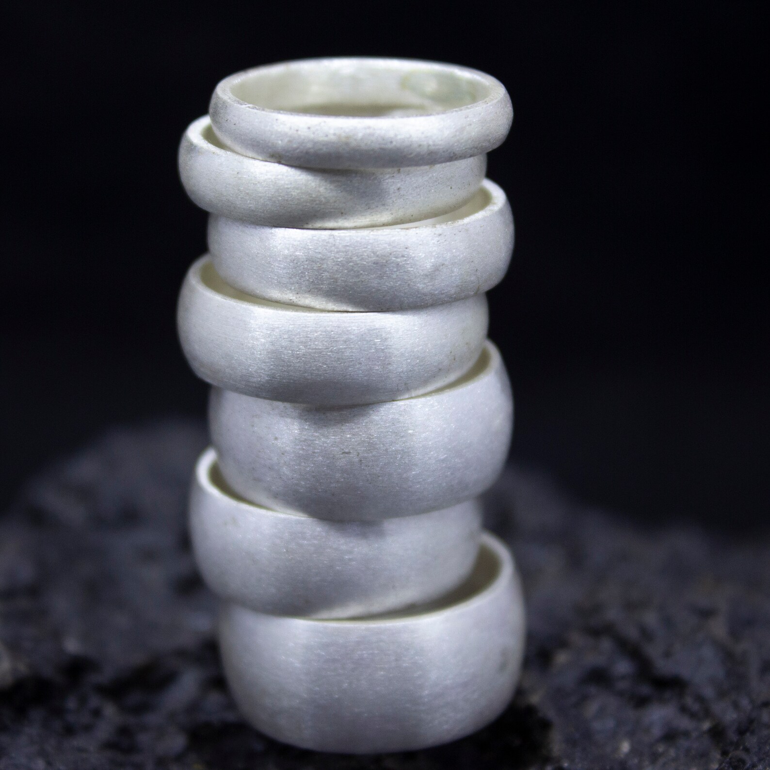 Satin Matte Ring | 925 Sterling Silver Ring | 3-5 Mm Wedding Set ...