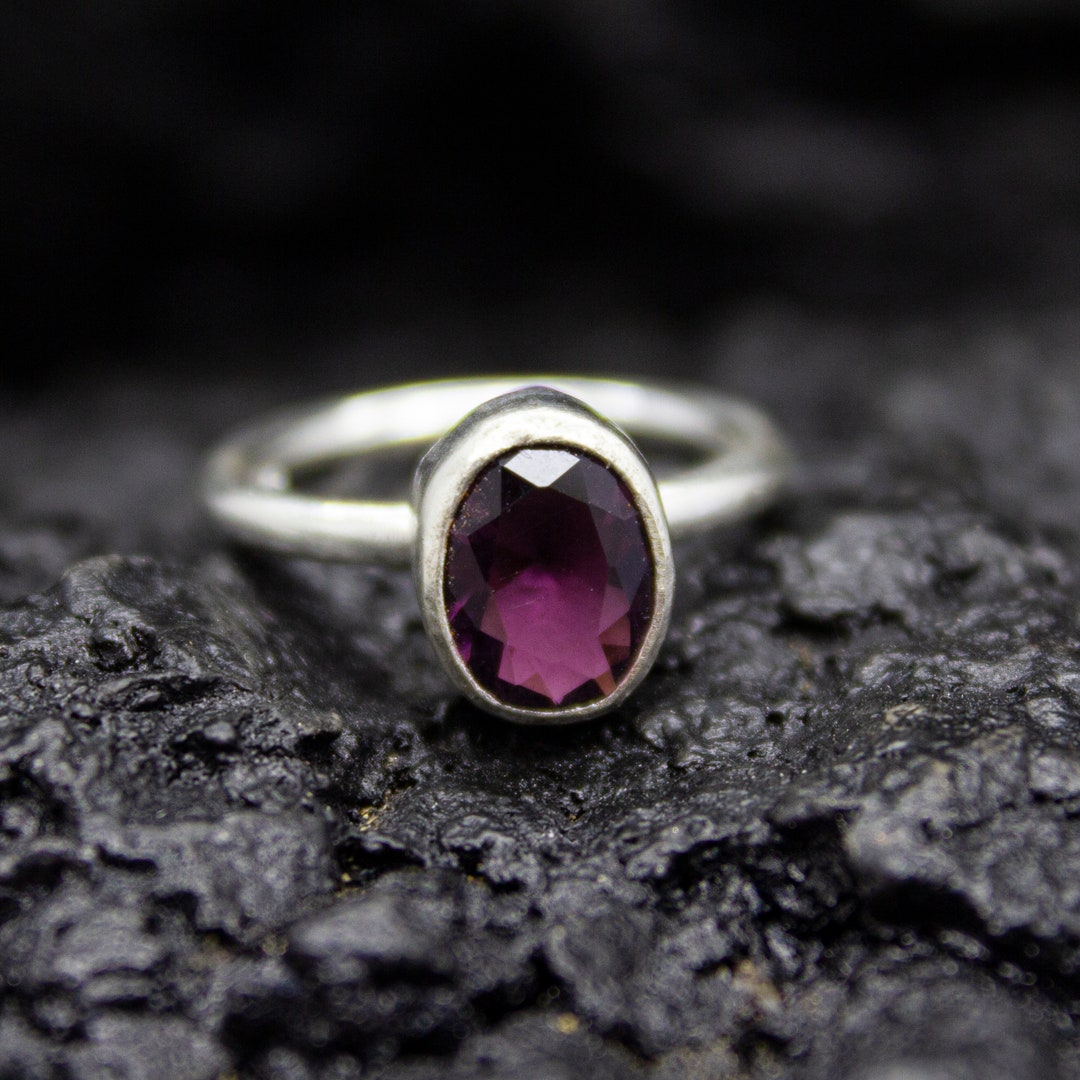 Greek Purple Amethyst Stone Ring | Tiny Purple Ring | 925 Sterling ...