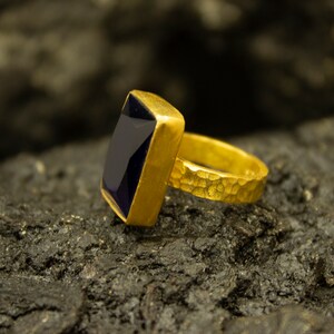 Ancient Roman Blue Sapphire Ring | 925 Sterling Silver Ring 24K Gold ...