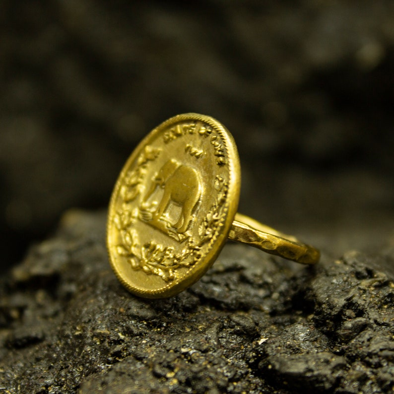 Greek Elephant Gold Signet Ring | 925 Sterling Silver | Vintage ...
