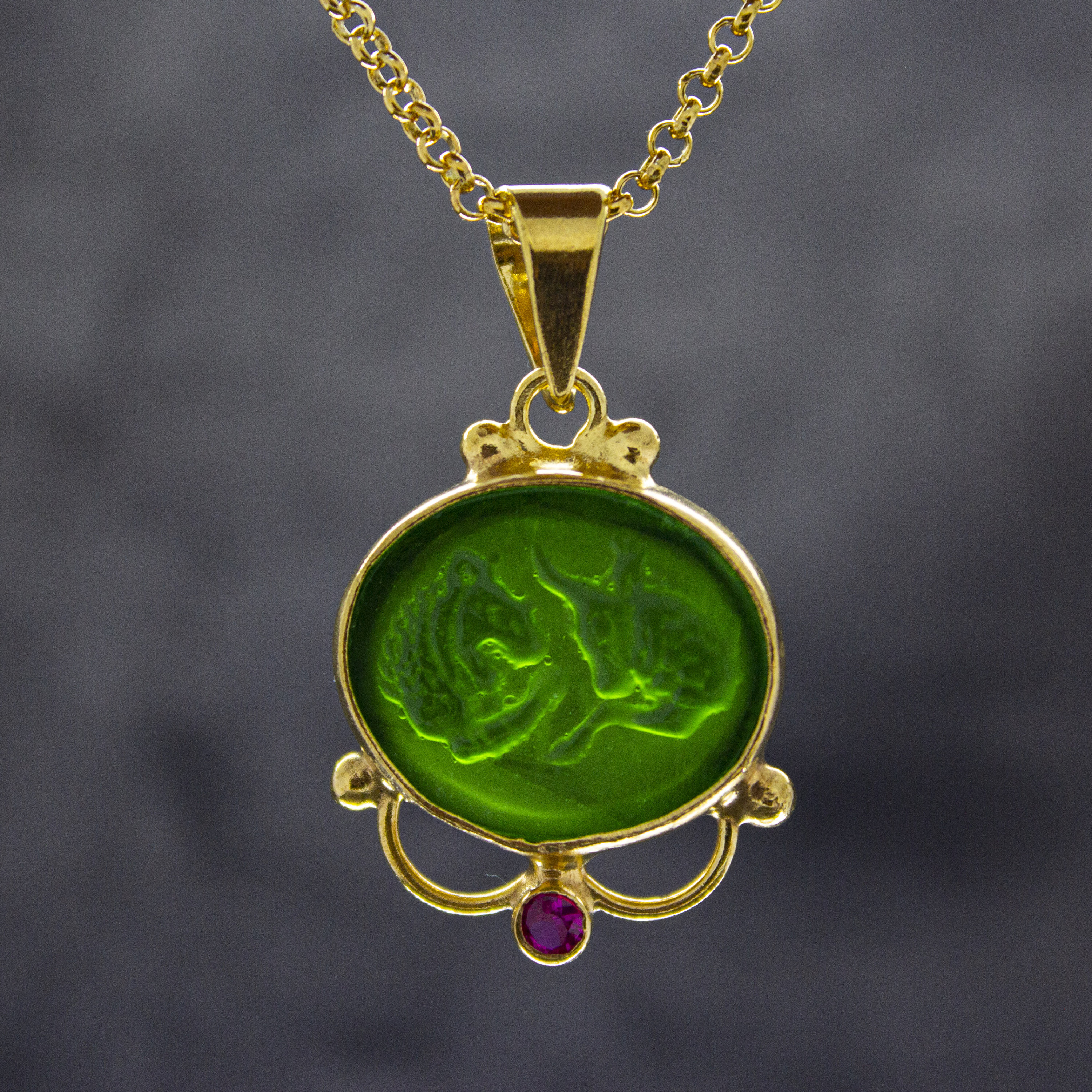 Lydia Lion and Bull Intaglio Necklace | 925 Sterling Silver | Ancient ...