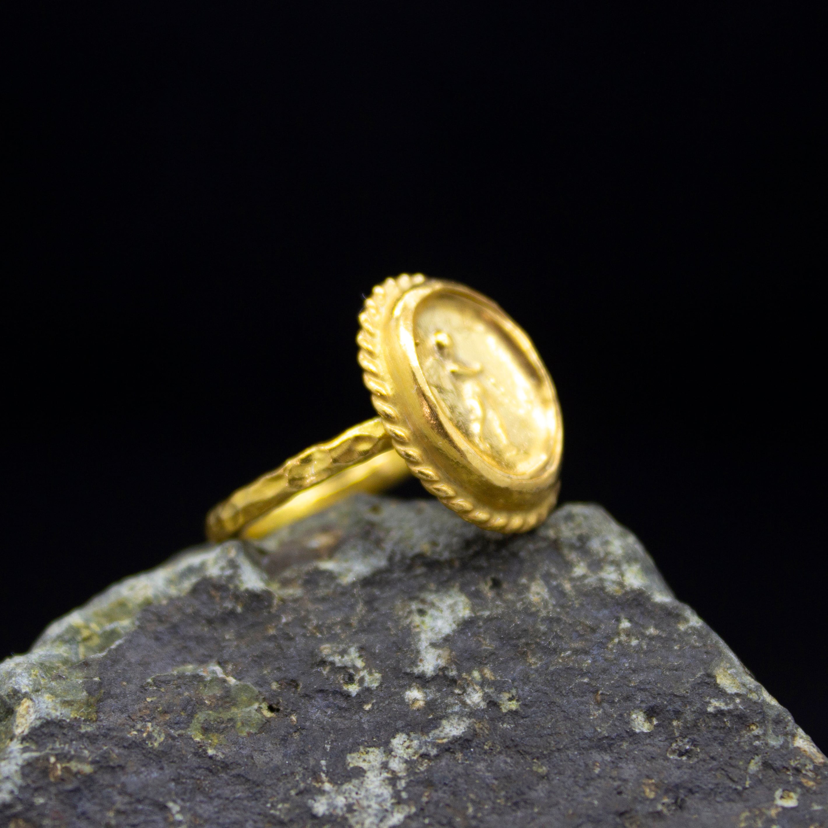 Guardian Angel Signet Ring | 24K Gold Plated 925 Sterling Silver ...
