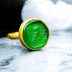 Ancient Greek Athena Owl Ring | 925 Sterling Silver / 24K Gold Plated ...