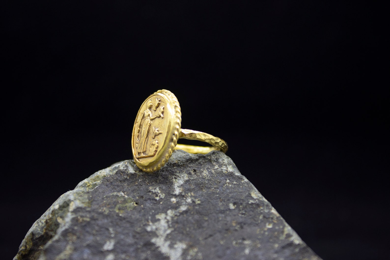 Ancient Roman Art Aphrodite Signed Coin Ring 24K Gold Plated - Etsy