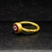 Red Evil Eye Ring | Protection Gold Hammered Ring | 925 Sterling Silver ...