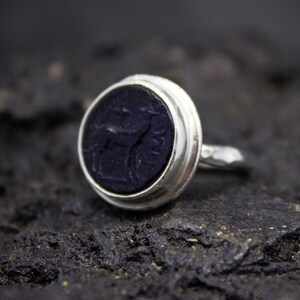 Christmas Deer Intaglio Glass Ring | 925 Sterling Silver | Artemis ...