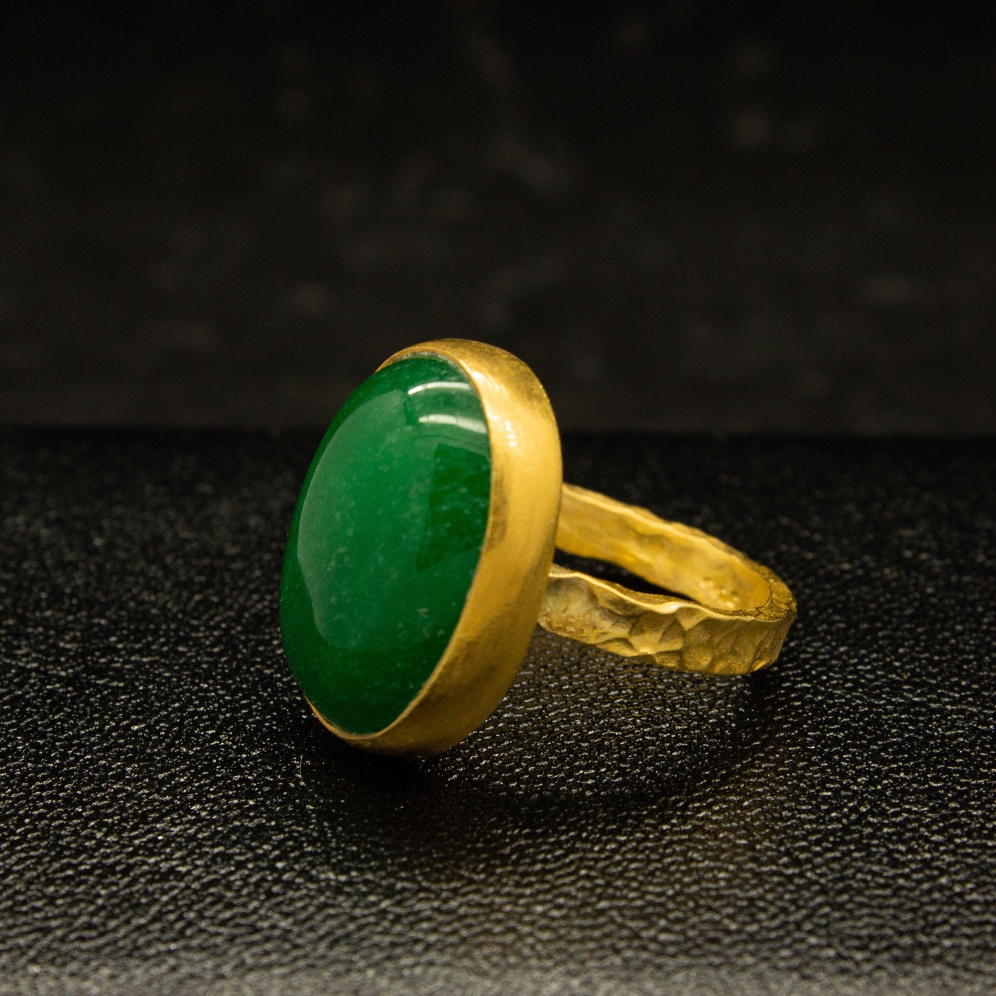 Anillo de piedra de jade verde natural - Plata de ley 925 - Anillo ...